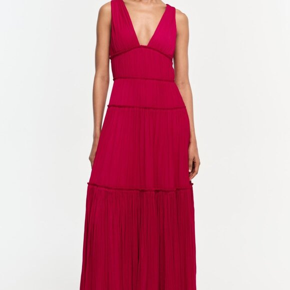Simkhai | Dresses | New Simkhai Mandi Gown In Cherry Red Maxi Tiered ...